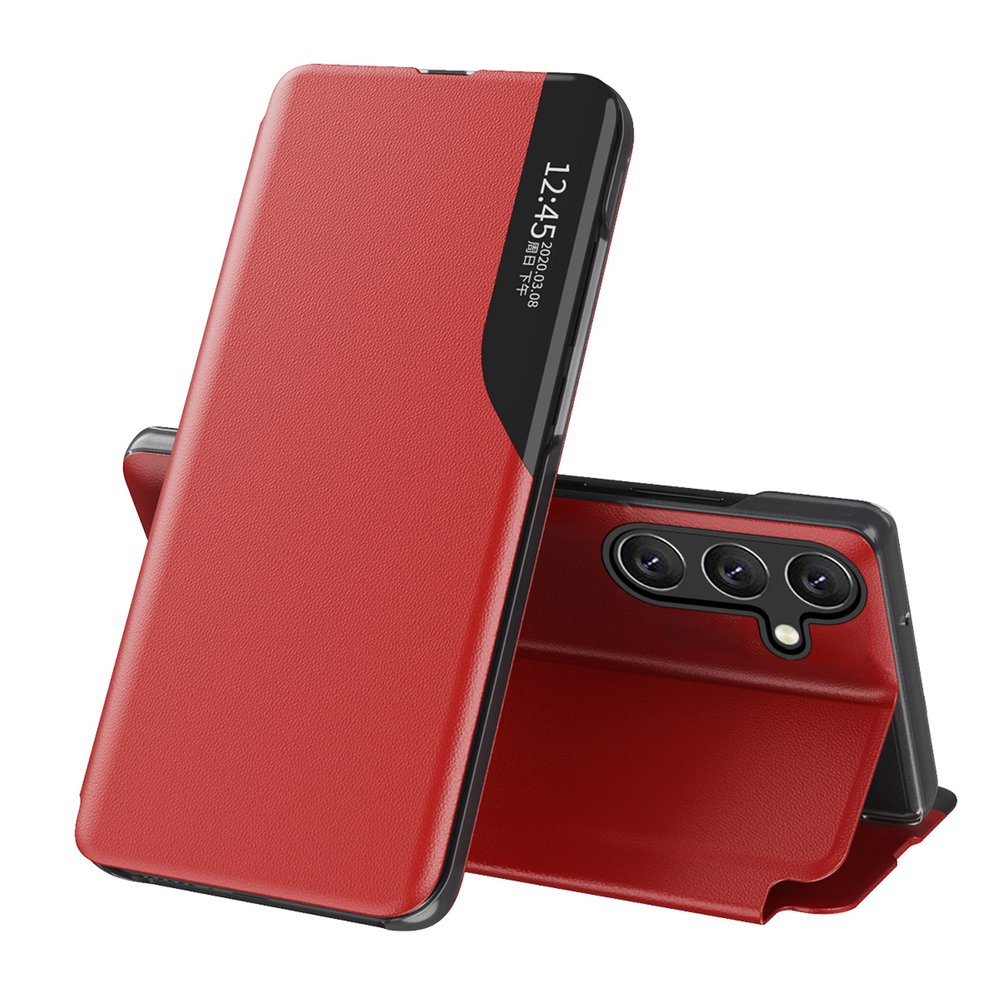 Eco Leather View Case for Samsung Galaxy S25 with Flip Stand - Red ...