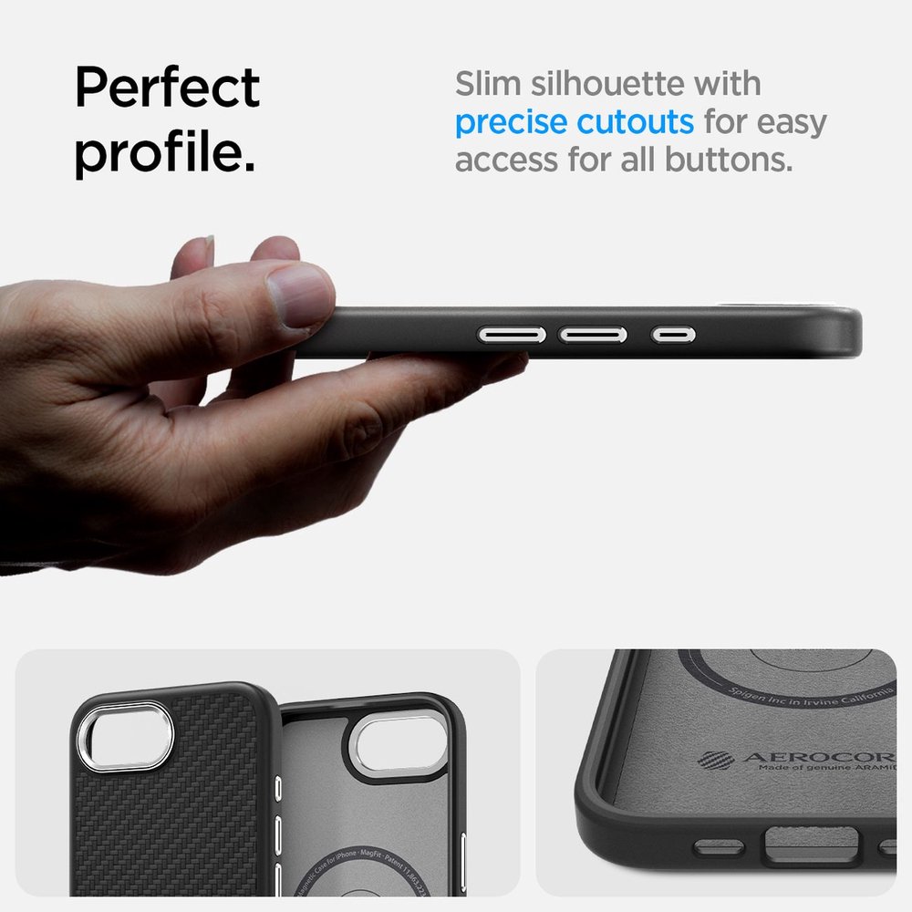Spigen Enzo Aramid MagSafe iPhone 16e Case - Black - Topocentras