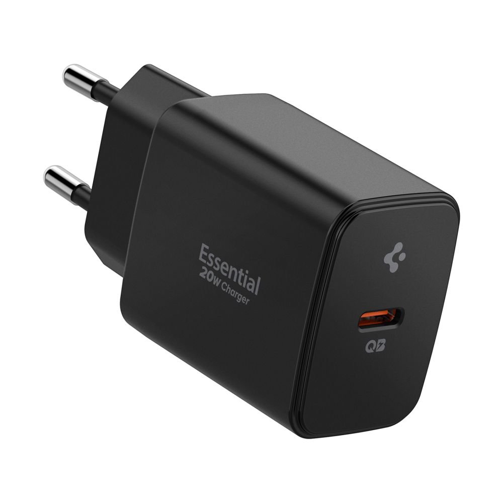 Spigen Essential EE201EU USB-C 20W Wall Charger - Black - Topocentras