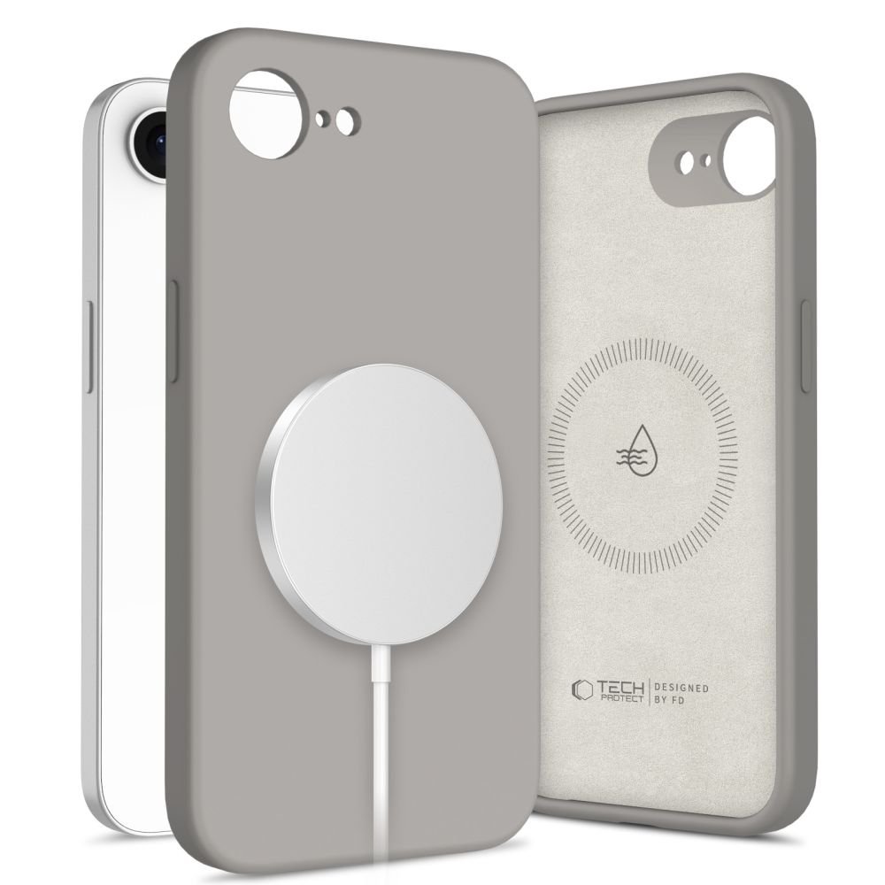 Tech-Protect Liquid Silicone MagSafe iPhone 16e Case - Gray - Topocentras