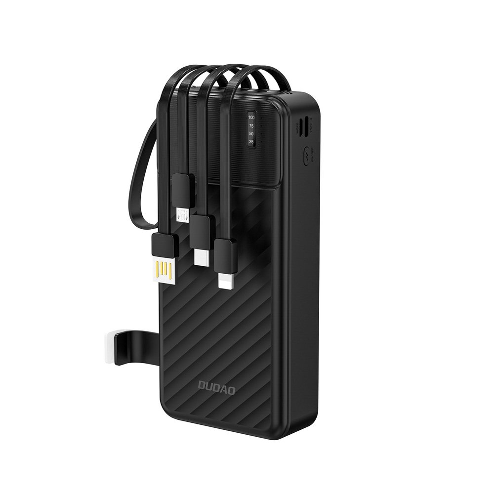 Dudao K11 Pro 20000mAh Powerbank with Built-in Cables - Black - Topocentras