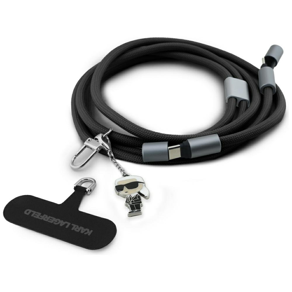 Karl Lagerfeld CBDY Ikonik Charm USB-C Cable / USB-C Lanyard - Black ...