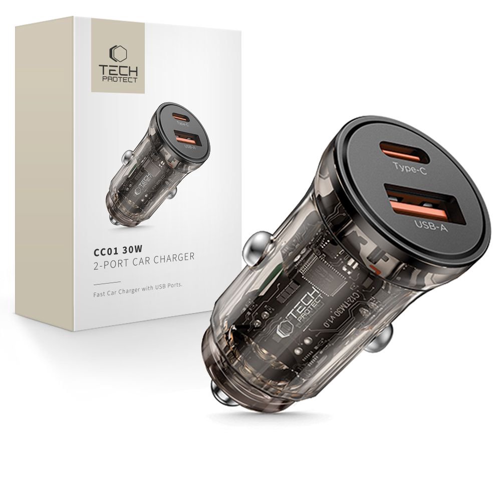 Tech-Protect CC01 30W 2-Port USB-A / USB-C Car Charger - Black ...