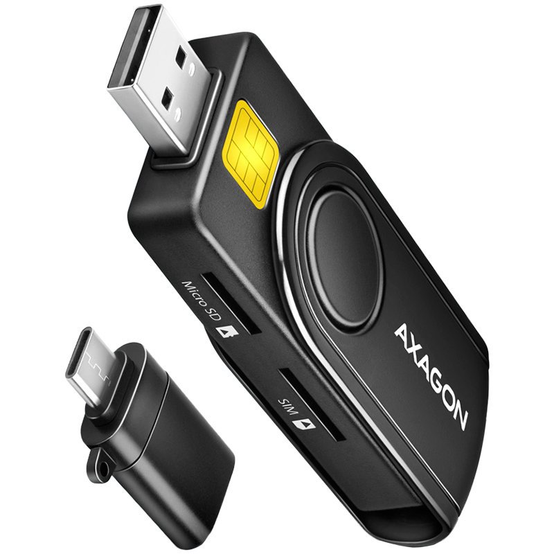 Axagon smart card reader + USB-C adapter CRE-SMP2A - Topocentras