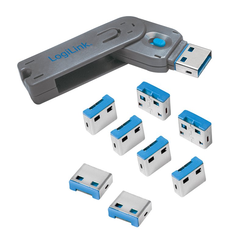 Adapteris ir šokotuvas Logilink, USB port blocker (1x key and 8x locks ...