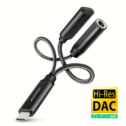 Adapteris AXAGON ADA-HCPD USB-C - Hi-Res DAC Audio Adapter PD, 60W ...