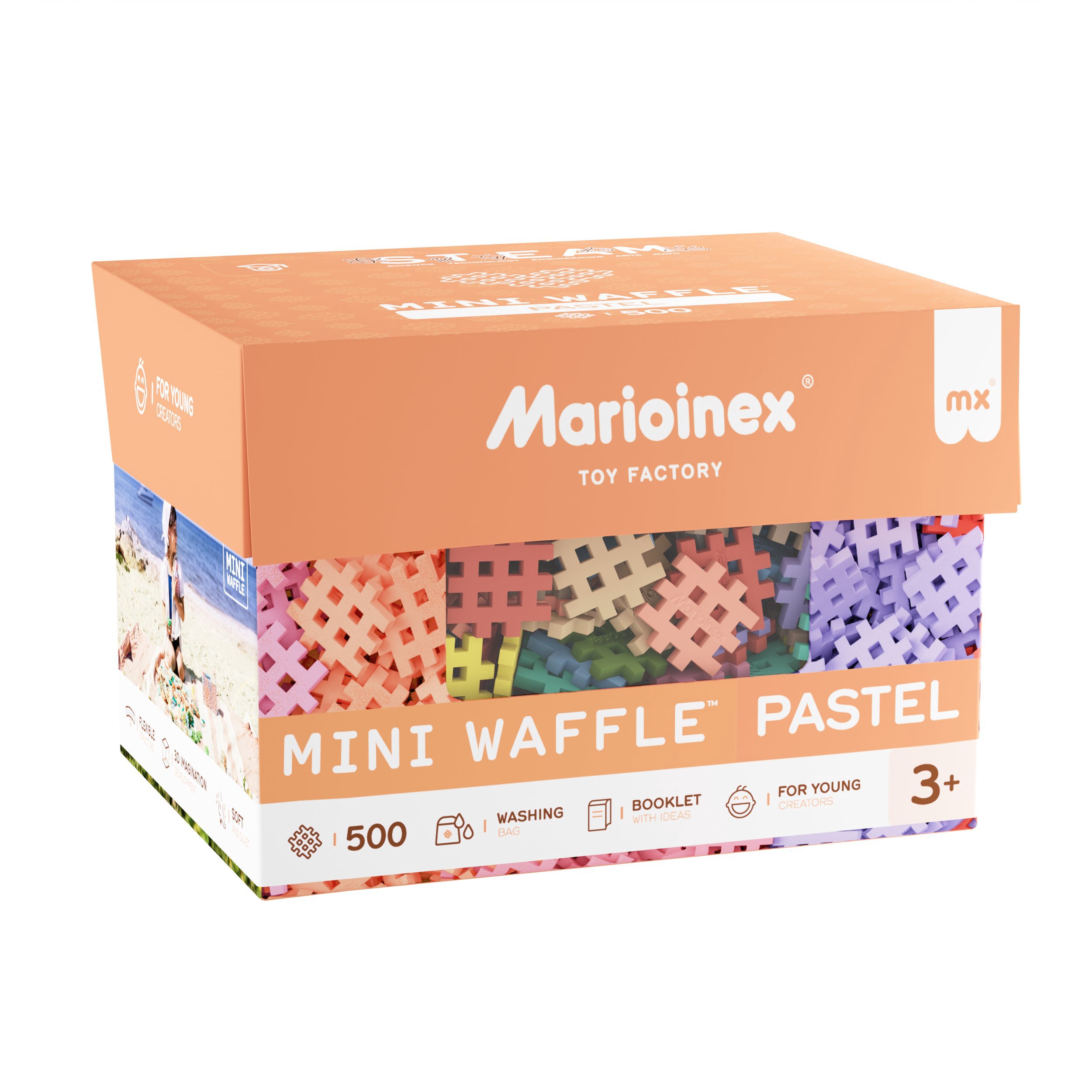 Marioinex Waffle construction blocks mini pastel 500 elements - Topocentras