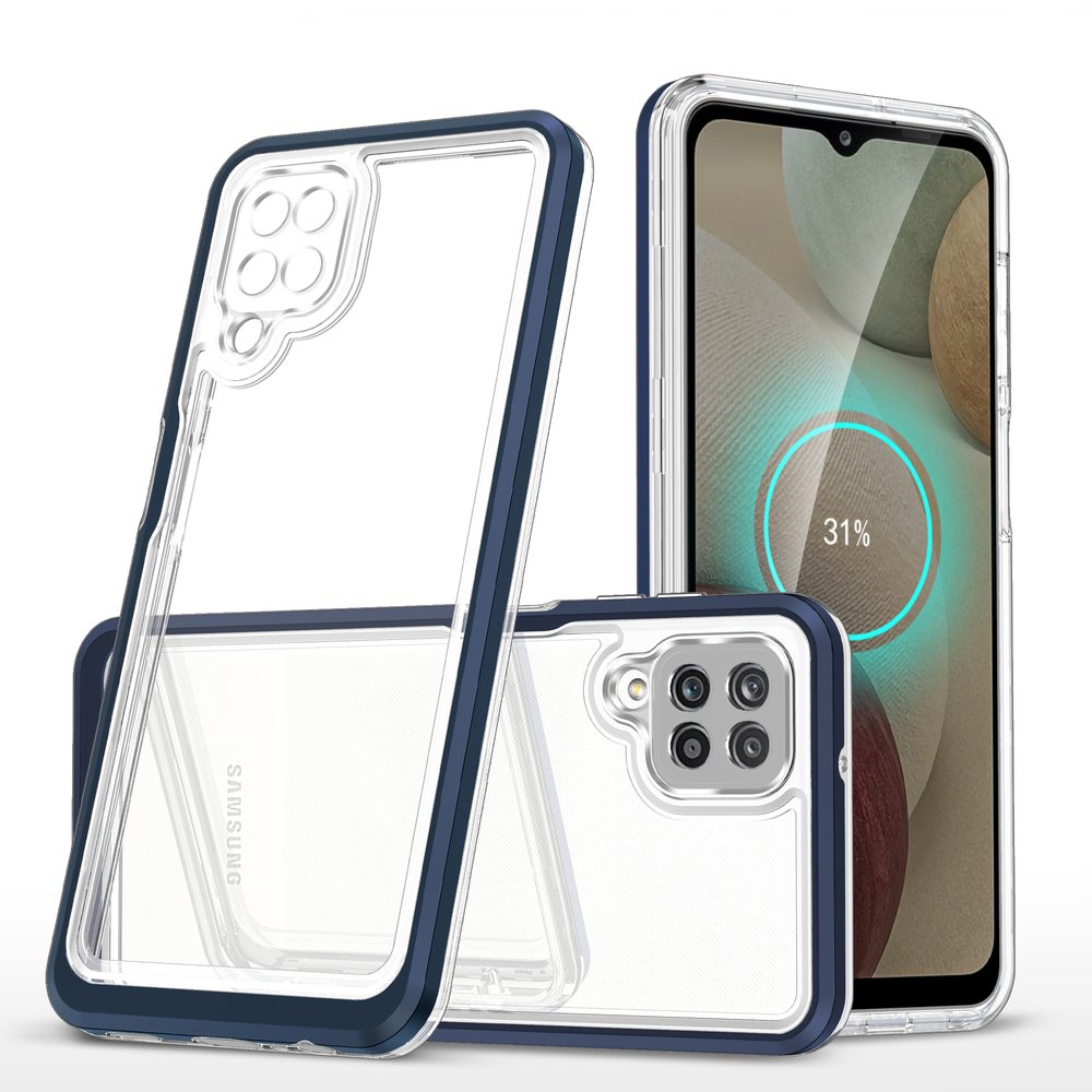 Clear 3in1 Case for Samsung Galaxy A12 5G Frame Gel Cover Blue ...