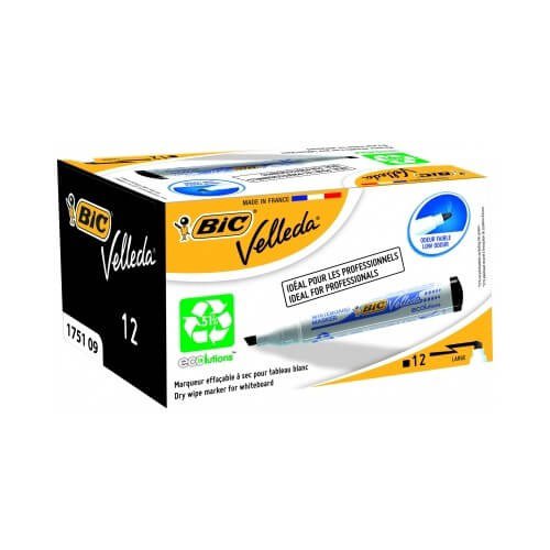 Bic Žymeklis baltai lentai Velleda, 3.7-5.5 mm, kirsta galvutė, juodas ...