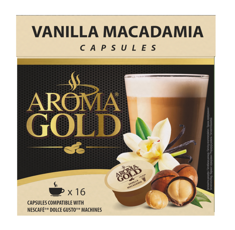 Kavos kapsulės AROMA GOLD Vanilla Macadamia 16 kaps. - Topocentras