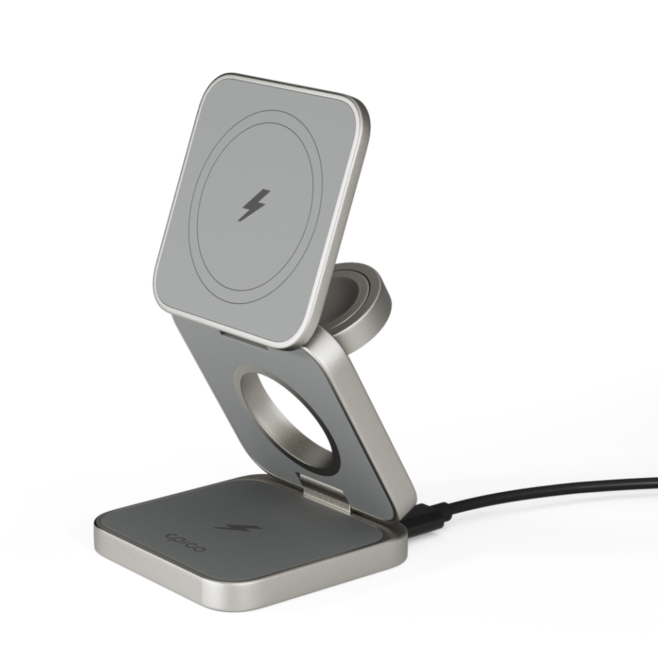Belaidis įkroviklis EPICO Magsafe Wireless 3 in 1 UltraBase EF45, titanium - Topocentras