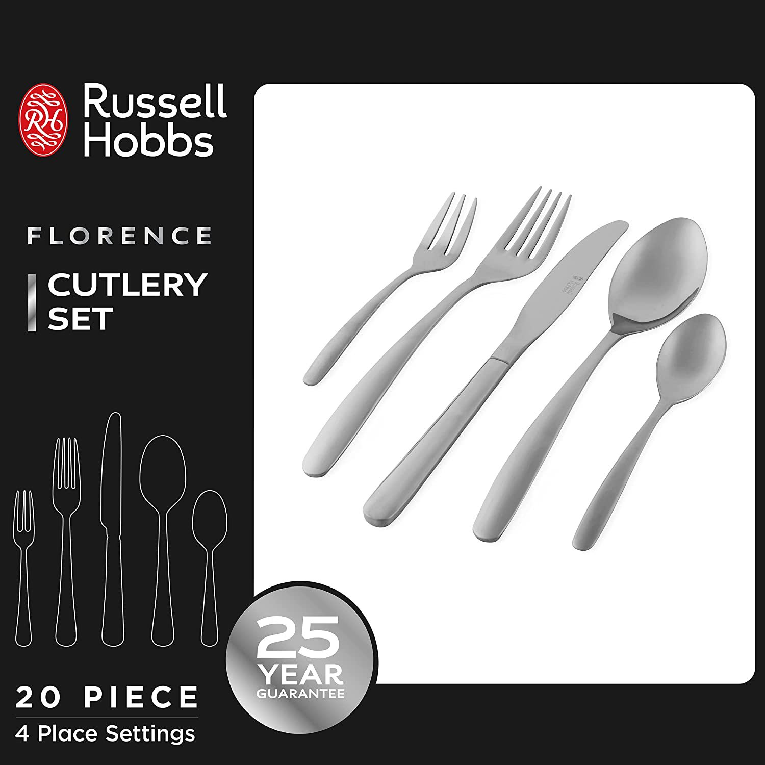 Russell Hobbs RH022641EU7 Florence cutlery set 20pcs - Topocentras