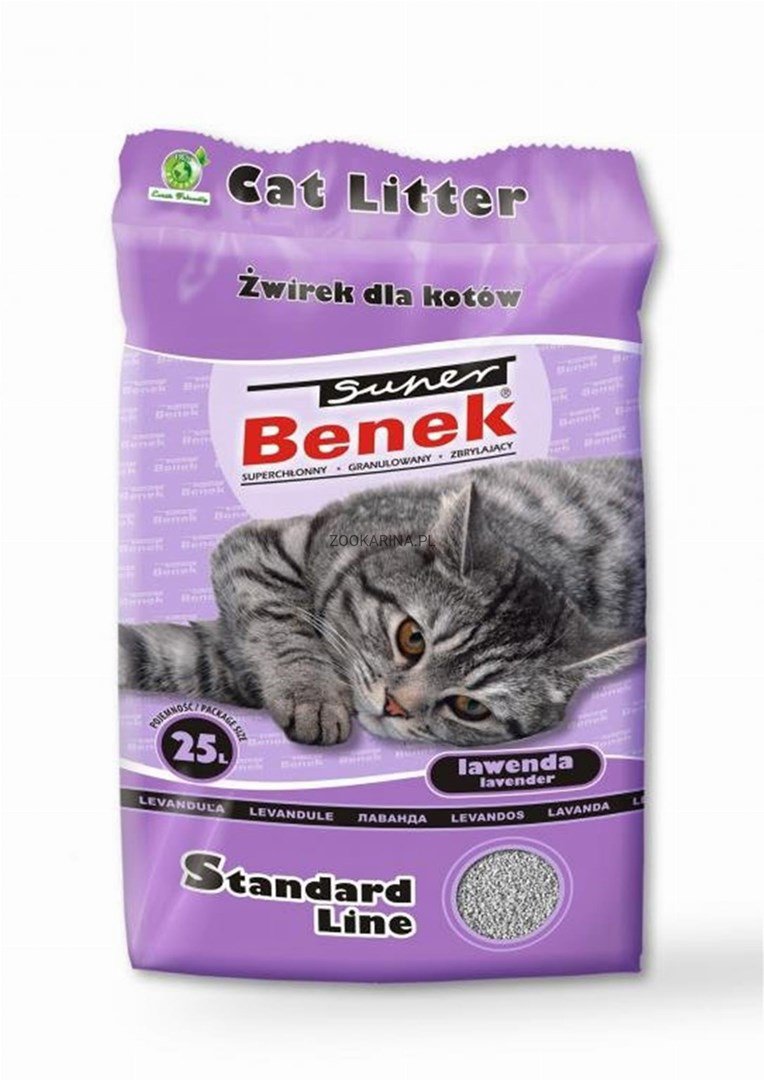 Kačių kraikas Certech Super Benek Standard Levandos - Sluoksniuotas 25 l (20 kg) - Topocentras