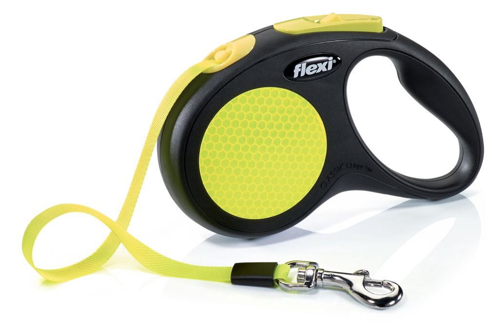 Flexi New NEON 5 m Juoda, Geltona Šuo Susitraukiantis pavadėlis ...