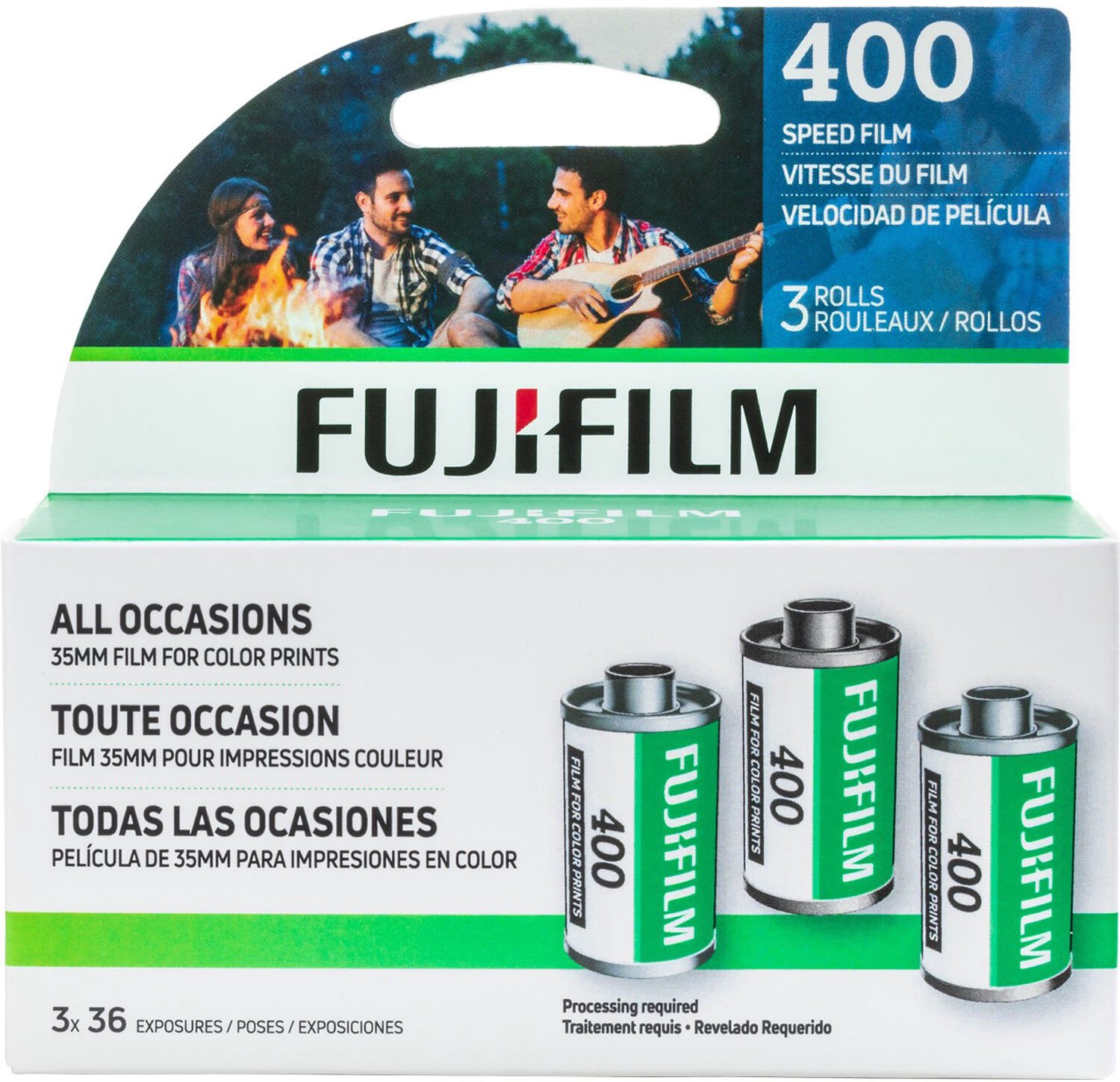 Colour negative film 35 mm roll ISO 400 medium sensitivity 36 frames, 3 ...