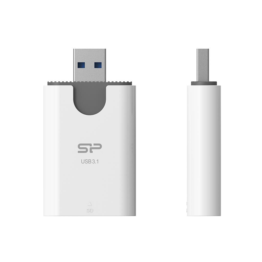 Silicon Power Combo USB 3.1 Card Reader microSD and SD, White - Topocentras