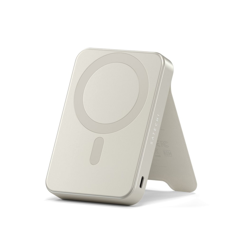 Satechi Qi2 10K Magnetic Power Bank with Stand - Sand - Topocentras