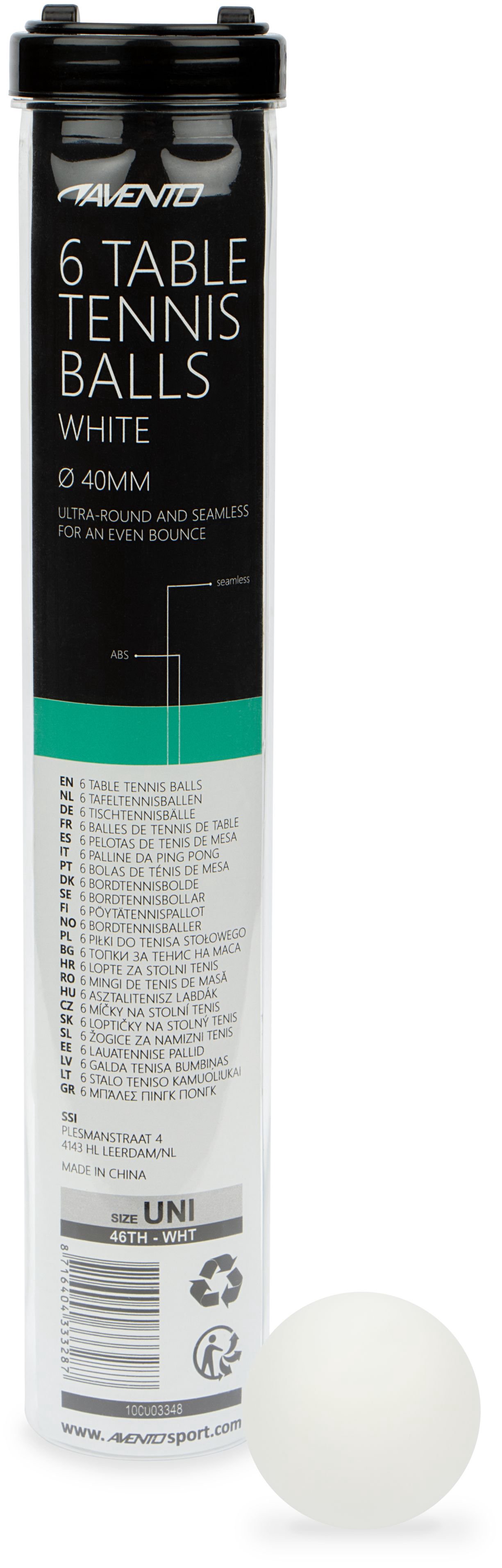 Stalo teniso kamuoliukai AVENTO 46TH White 6 vnt - Topocentras