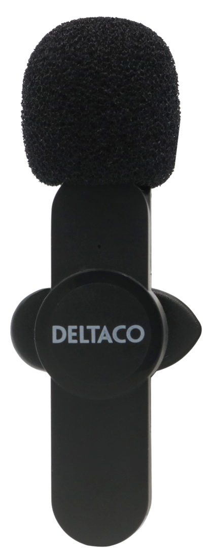 Bevielis vloginimo mikrofonas DELTACO USB-C/Lightning, juodas / VLOG-100 - Topocentras