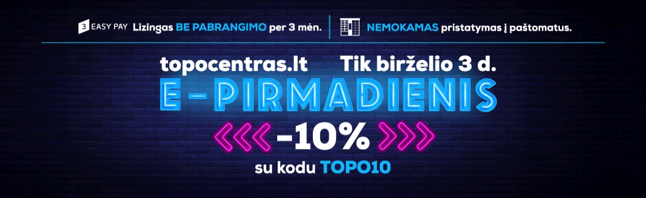 E-pirmadienis! Atrinktoms prekėms su kodu -10 % - Topocentras