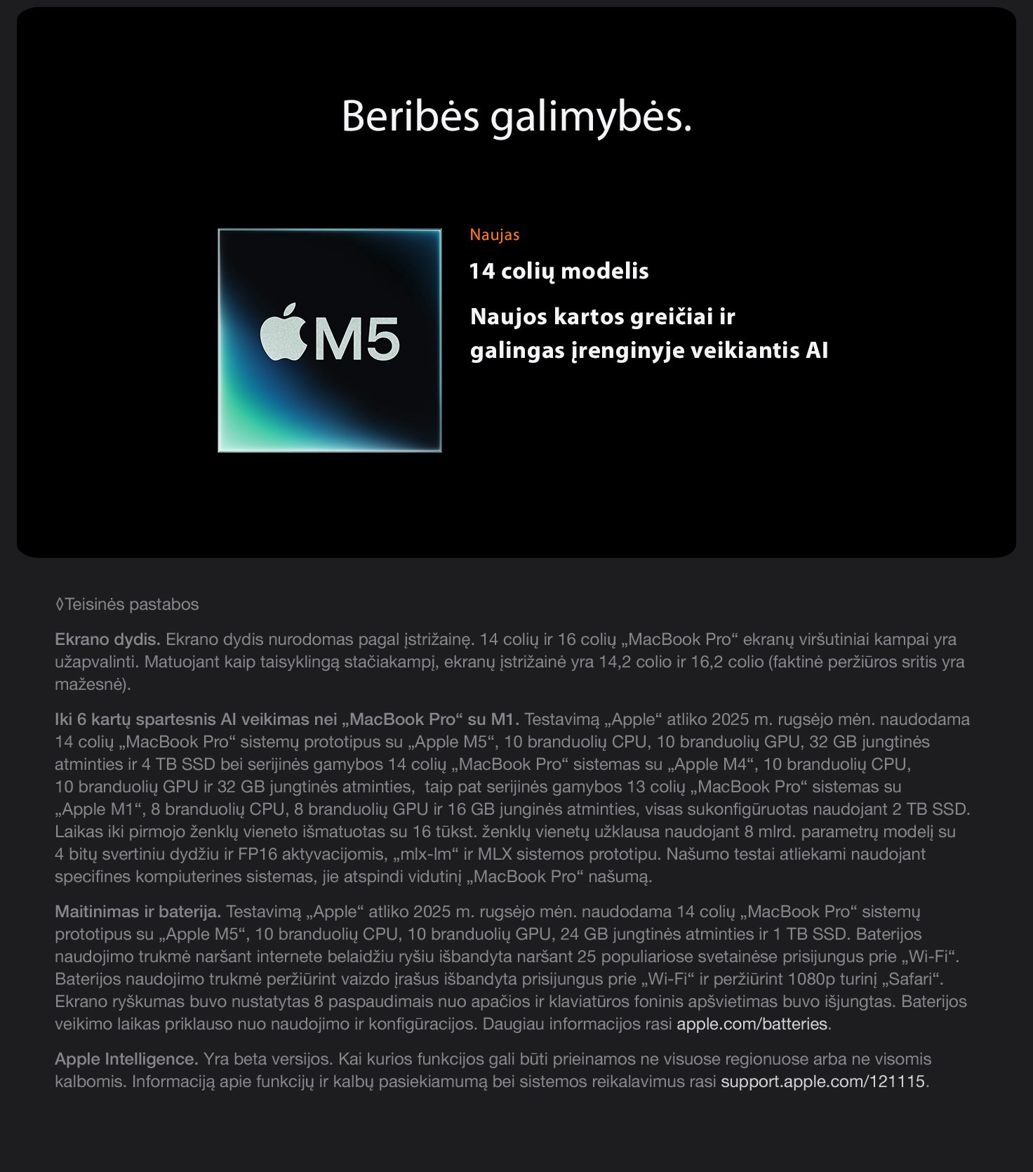 Nešiojamas kompiuteris APPLE MacBook Pro 14” M5 10C CPU, 10C GPU/16GB/512GB SSD/Space Black ...