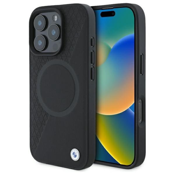 BMW Sign Leather Half Textured And Circle MagSafe case for iPhone 16 ...