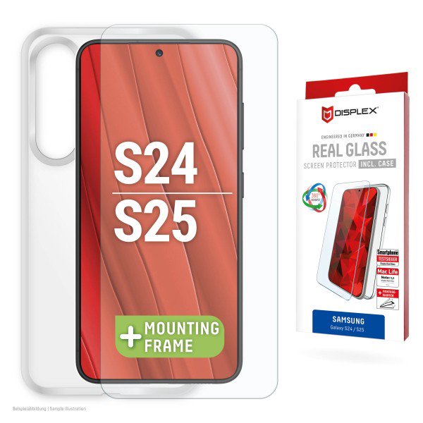 Samsung Galaxy S25/S24 Real Screen Glass + Case By Displex Transparent ...